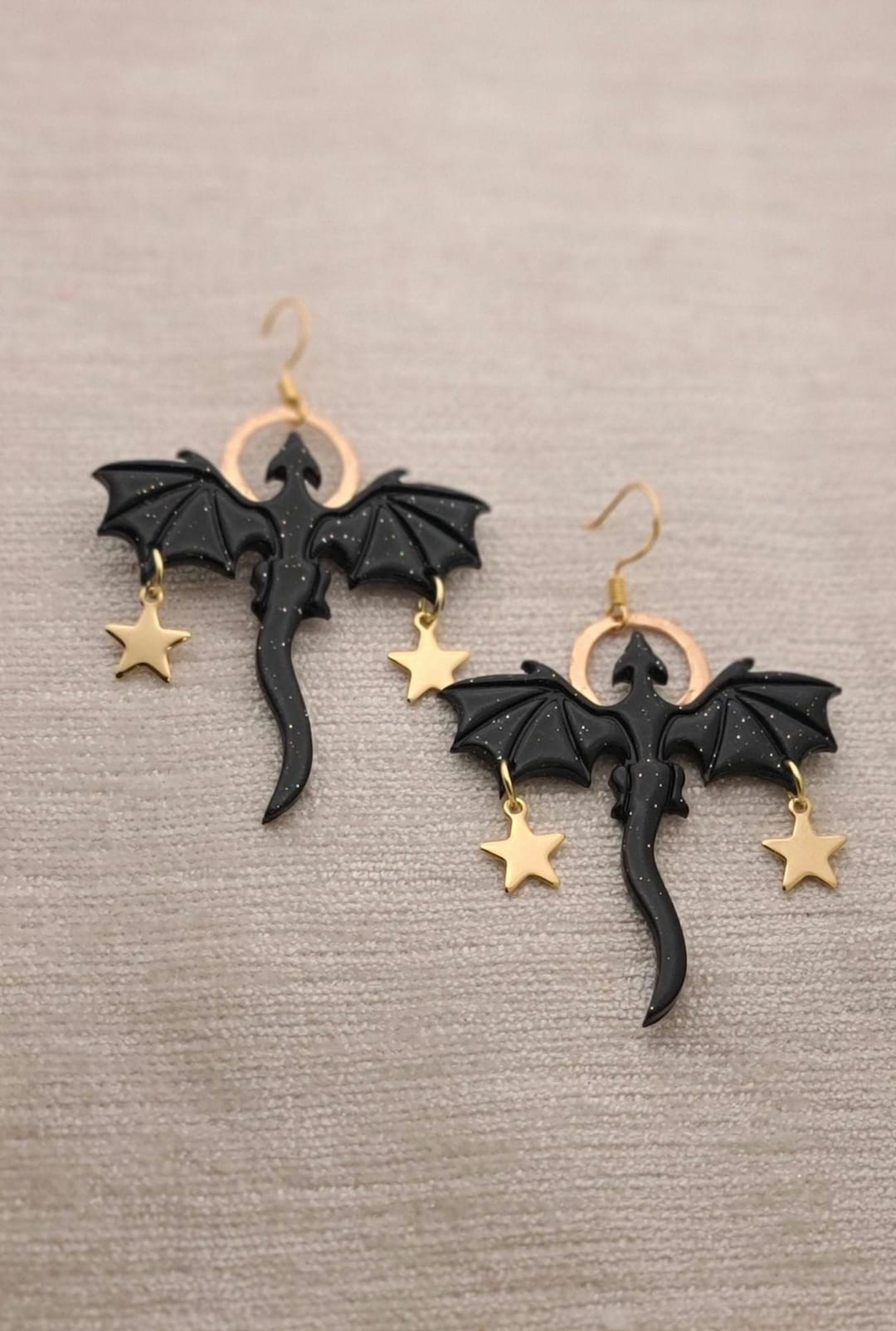 Dragon Earrings, Sparkly Black Dragon Earrings,cosplay Earrings, Fourth ...