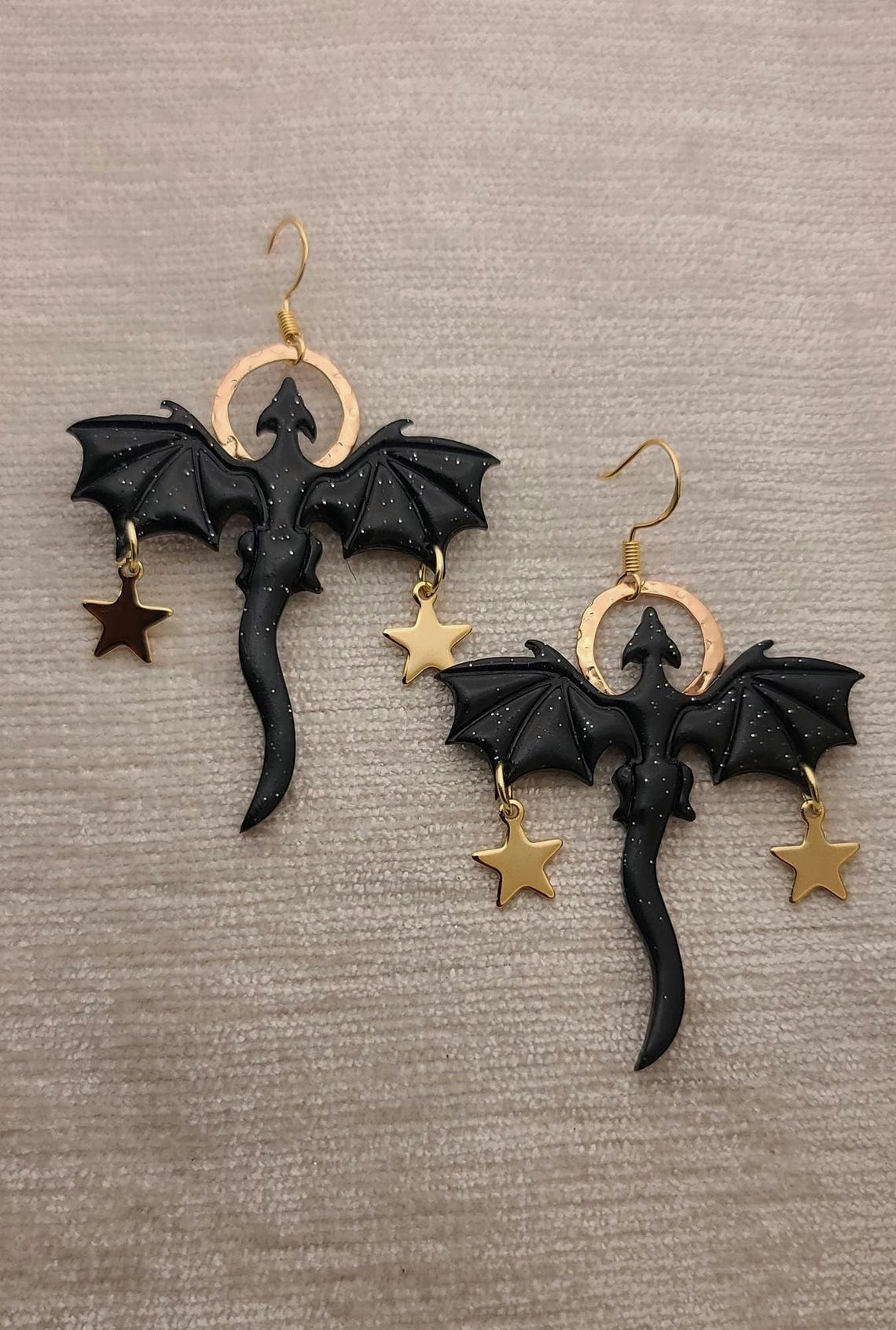Dragon Earrings, Sparkly Black Dragon Earrings,cosplay Earrings, Fourth ...