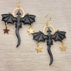 Dragon Earrings, Sparkly Black Dragon Earrings,cosplay Earrings, Fourth ...