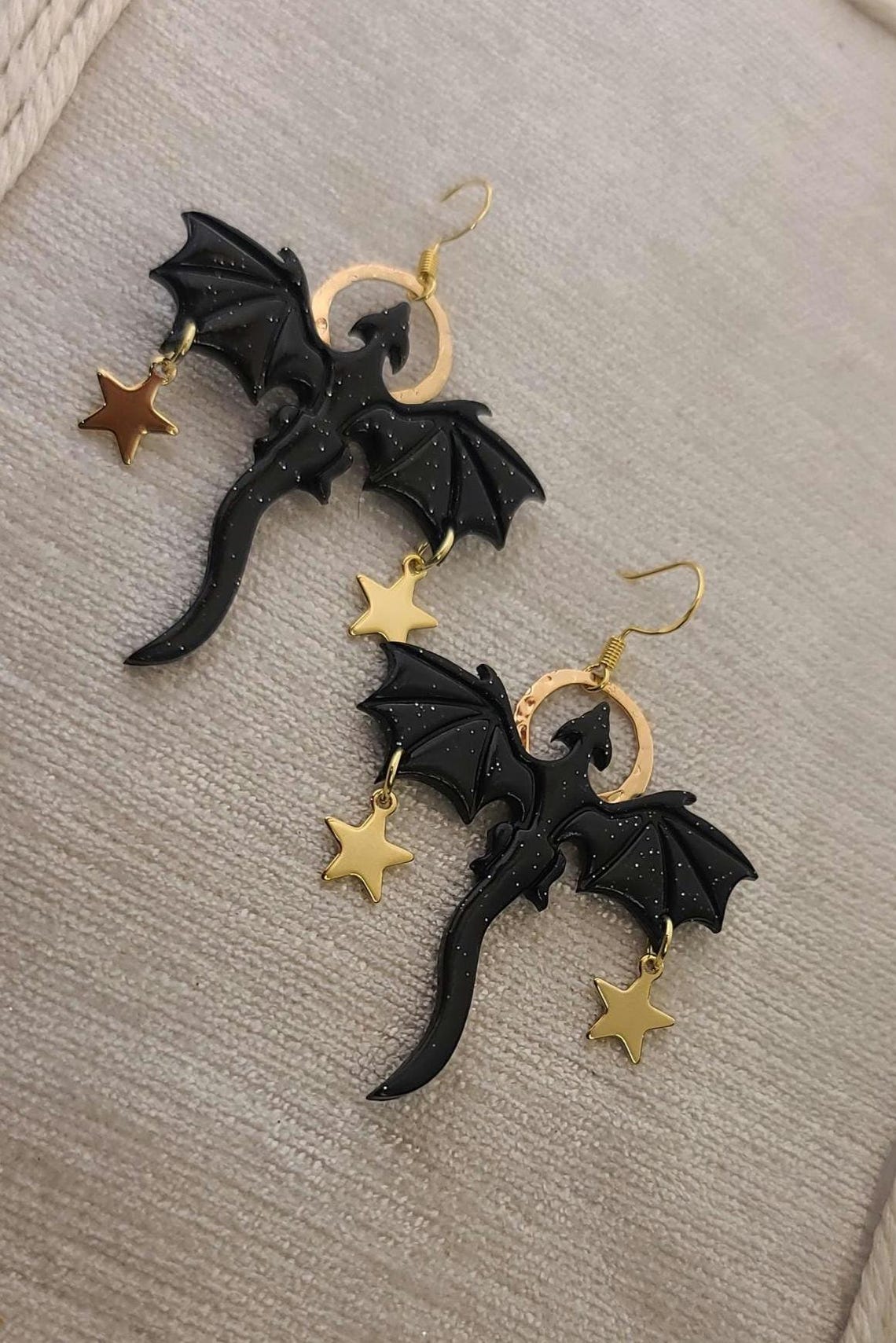 Dragon Earrings, Sparkly Black Dragon Earrings,cosplay Earrings, Fourth ...