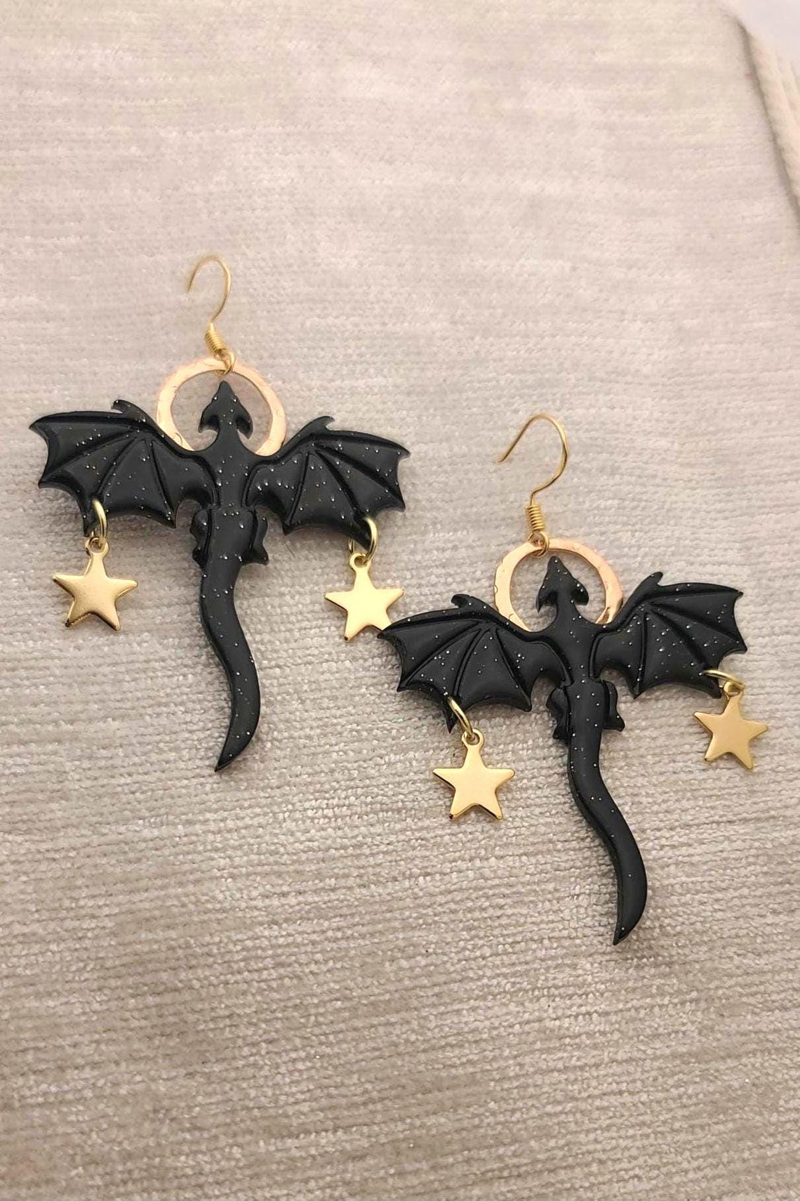 Dragon Earrings, Sparkly Black Dragon Earrings,cosplay Earrings, Fourth ...