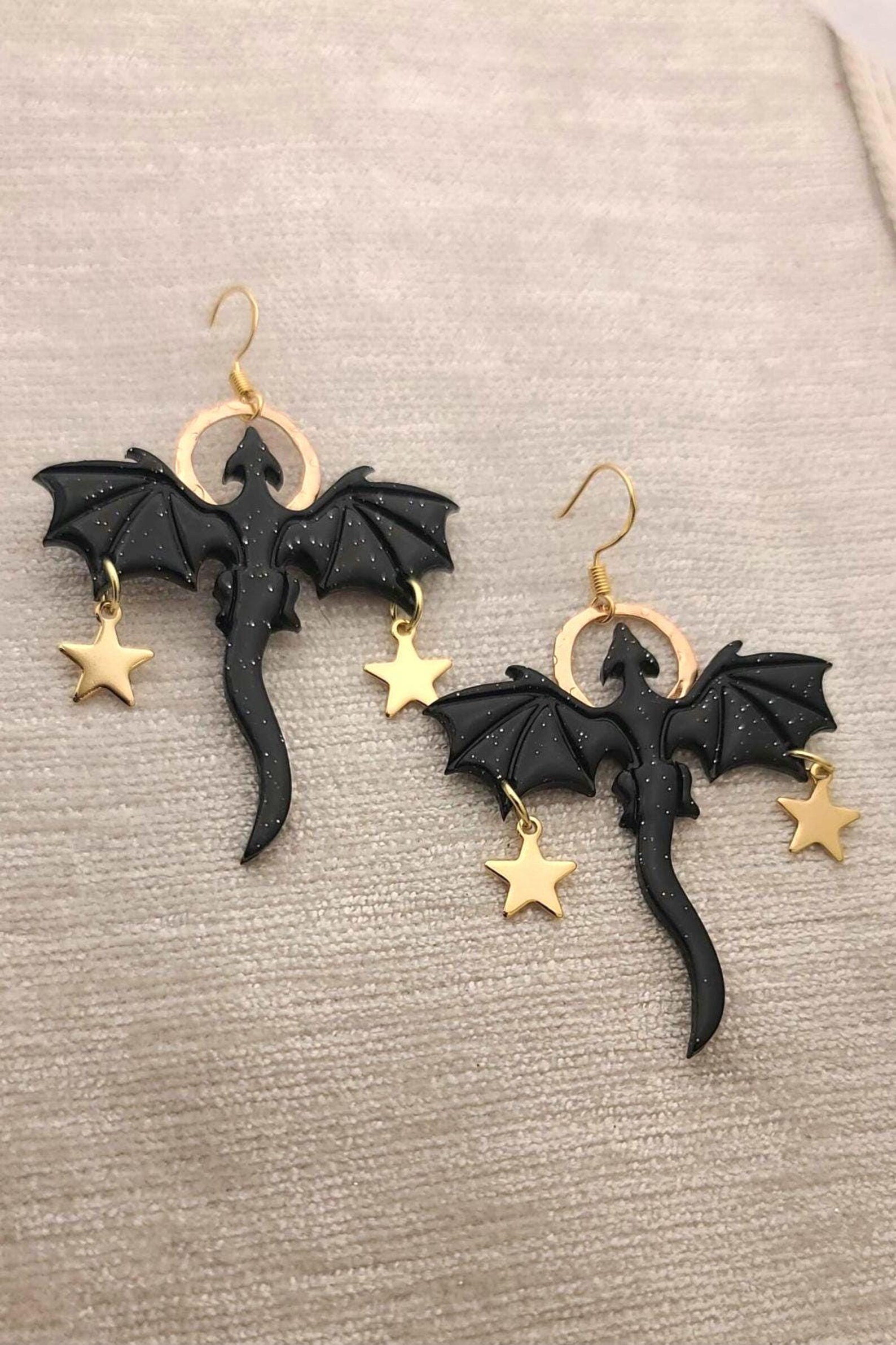 Dragon Earrings, Sparkly Black Dragon Earrings,cosplay Earrings, Fourth ...
