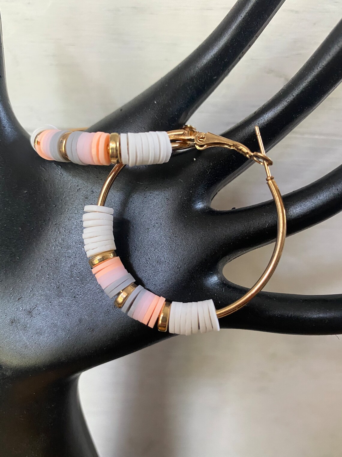 1 Pair of Heishi Clay Bead Hoop Earrings - Etsy