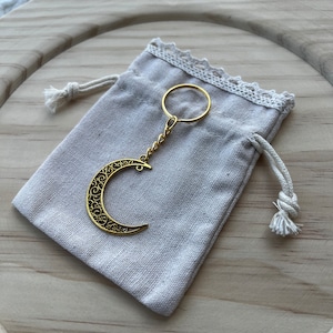 Silver Crescent Moon Keychain, Gold Crescent Moon Keychain, Silver ...