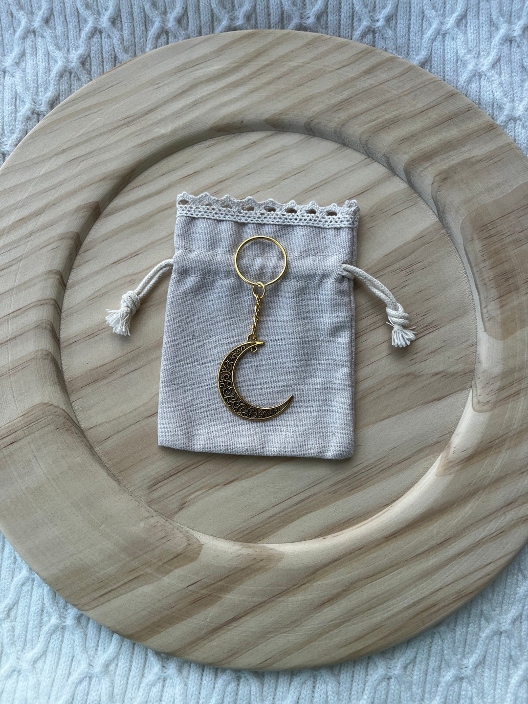 Silver Crescent Moon Keychain, Gold Crescent Moon Keychain, Silver ...