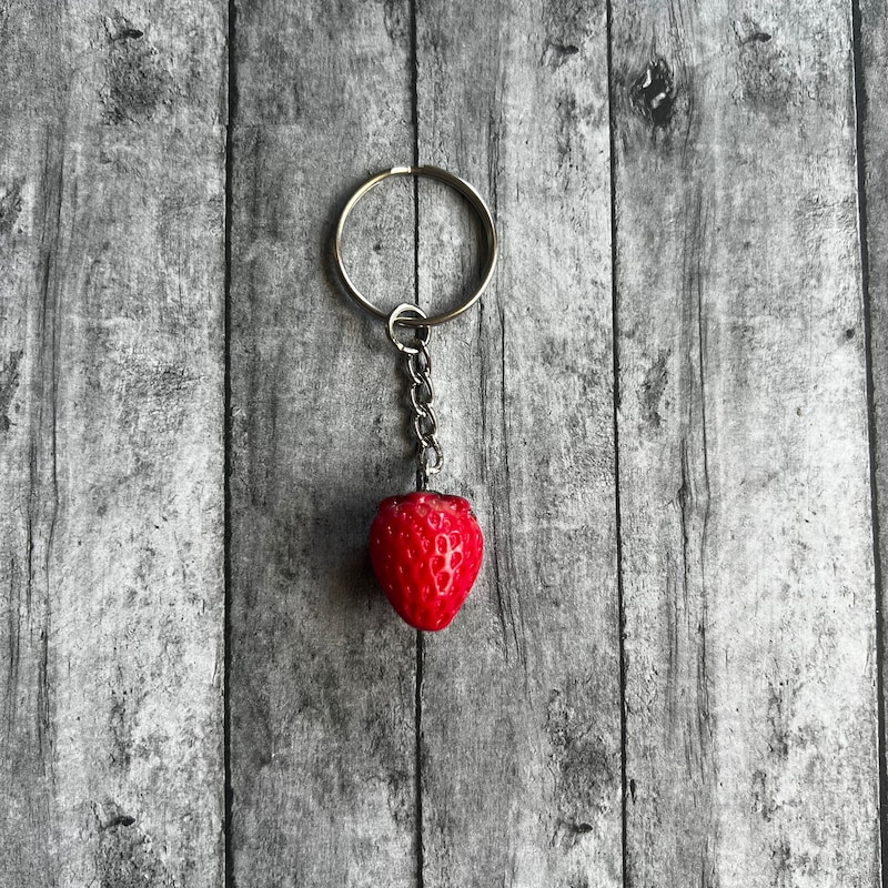 Strawberries Keychain - Etsy