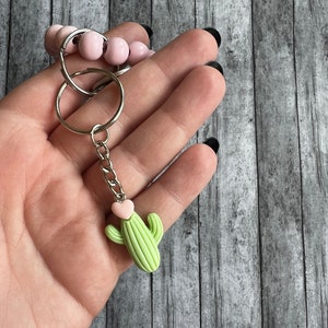 Cactus Resin Keychain, Silver Keychain, Plant Keychain, Backpack ...