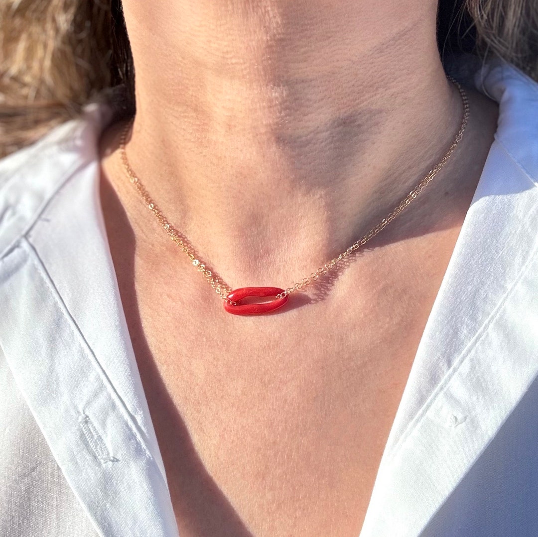 Free Form Italian Coral Loop Necklace, Natural Italian Coral Loop ...