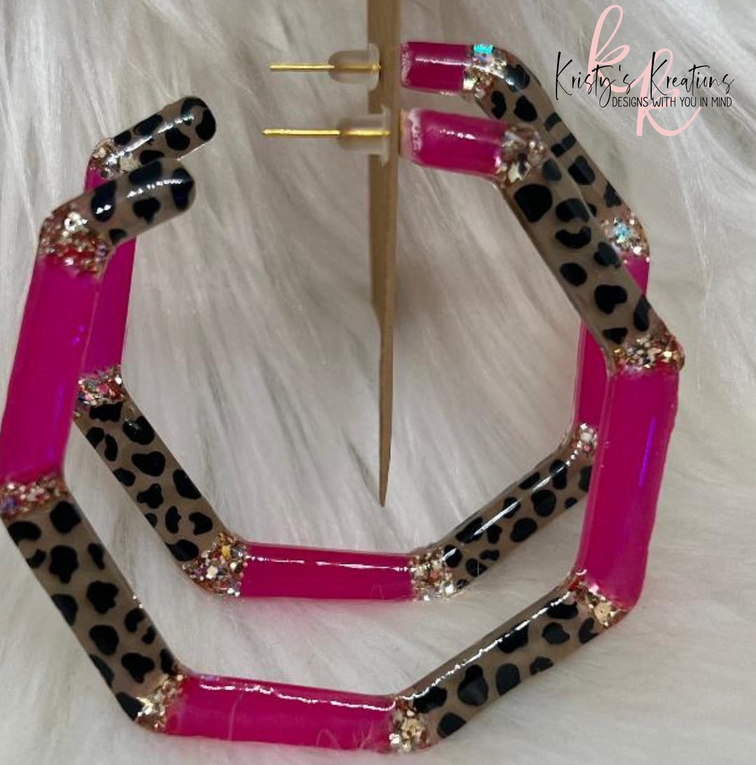 PINK LADY Mia Hoops - XL Hoop Earrings - Pink Hoop Earrings - Statement ...