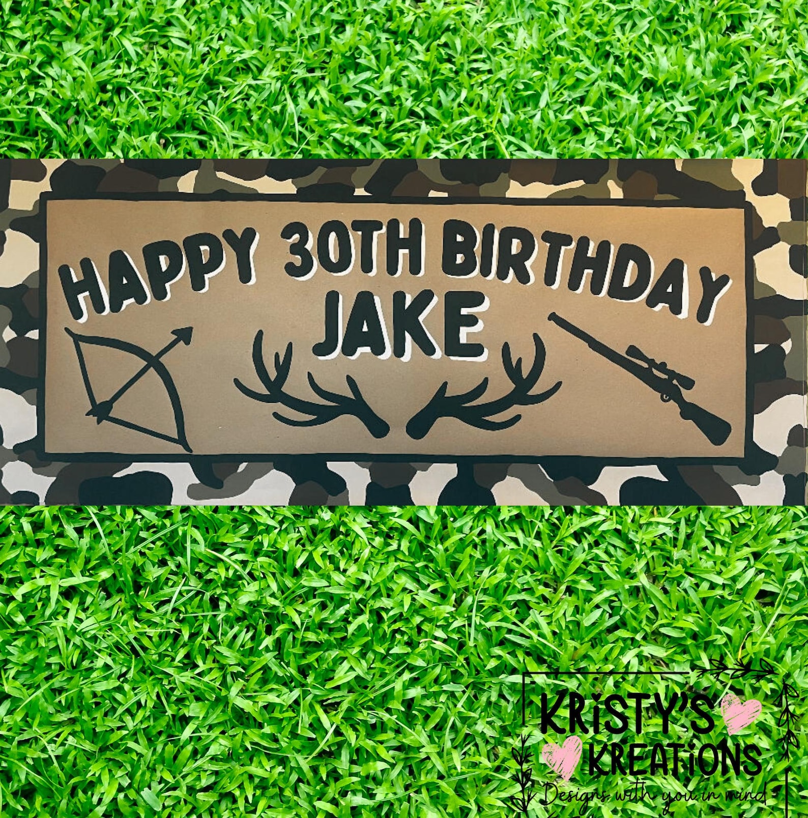Custom Handpainted Hunting Theme Birthday Banner - Personalized Party ...
