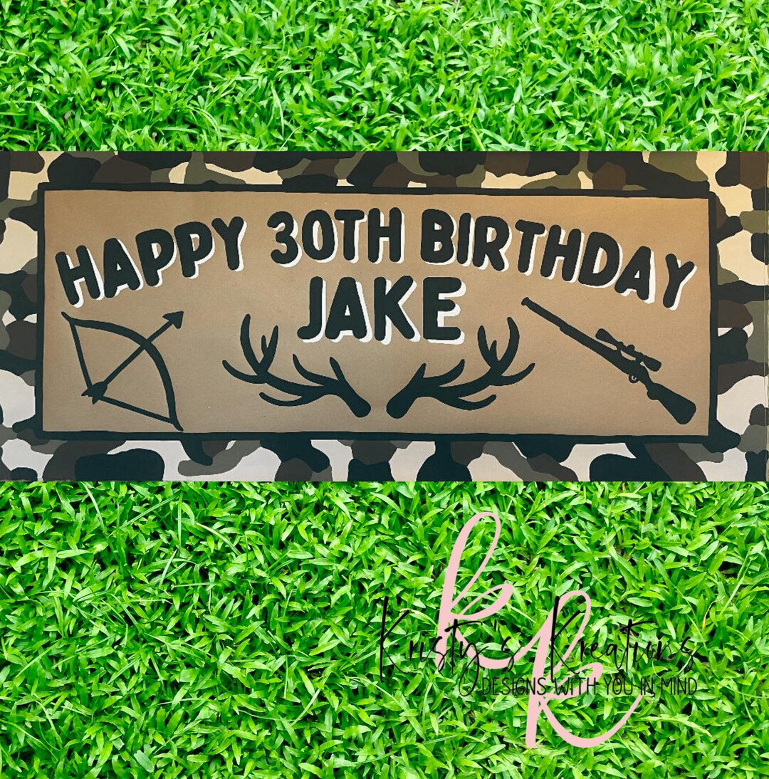 CUSTOM Handpainted Hunting Theme Birthday Banner - Personalized Party ...