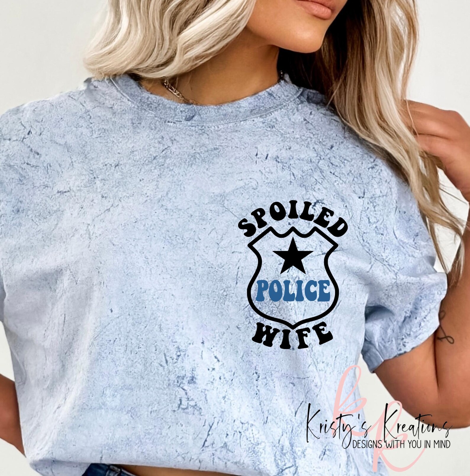 Spoiled Police Wife Comfort Colors T-shirt - Color Blast Smoke Gray - Etsy
