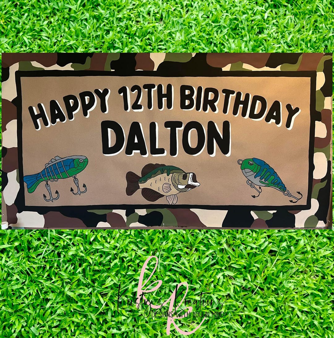 Custom Handpainted Camo Birthday Banner: Personalized Party Decor - Etsy