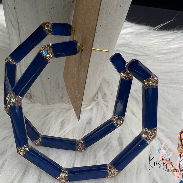 Blue Hoop Earrings - Etsy