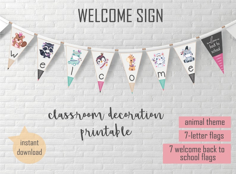 Welcome Back to School Sign | Printable | Cute Warrior Animals Theme - Etsy