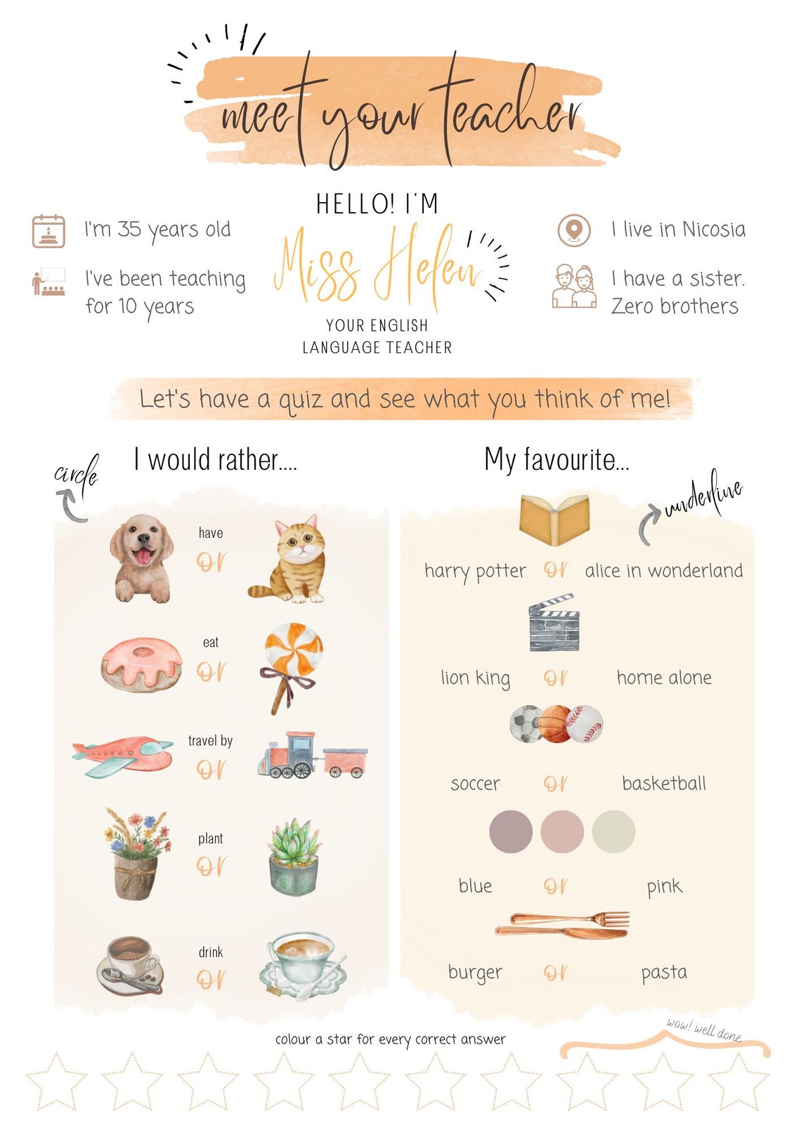 Meet Your Teacher Template Canva Editable Quiz Included for More Fun - Etsy