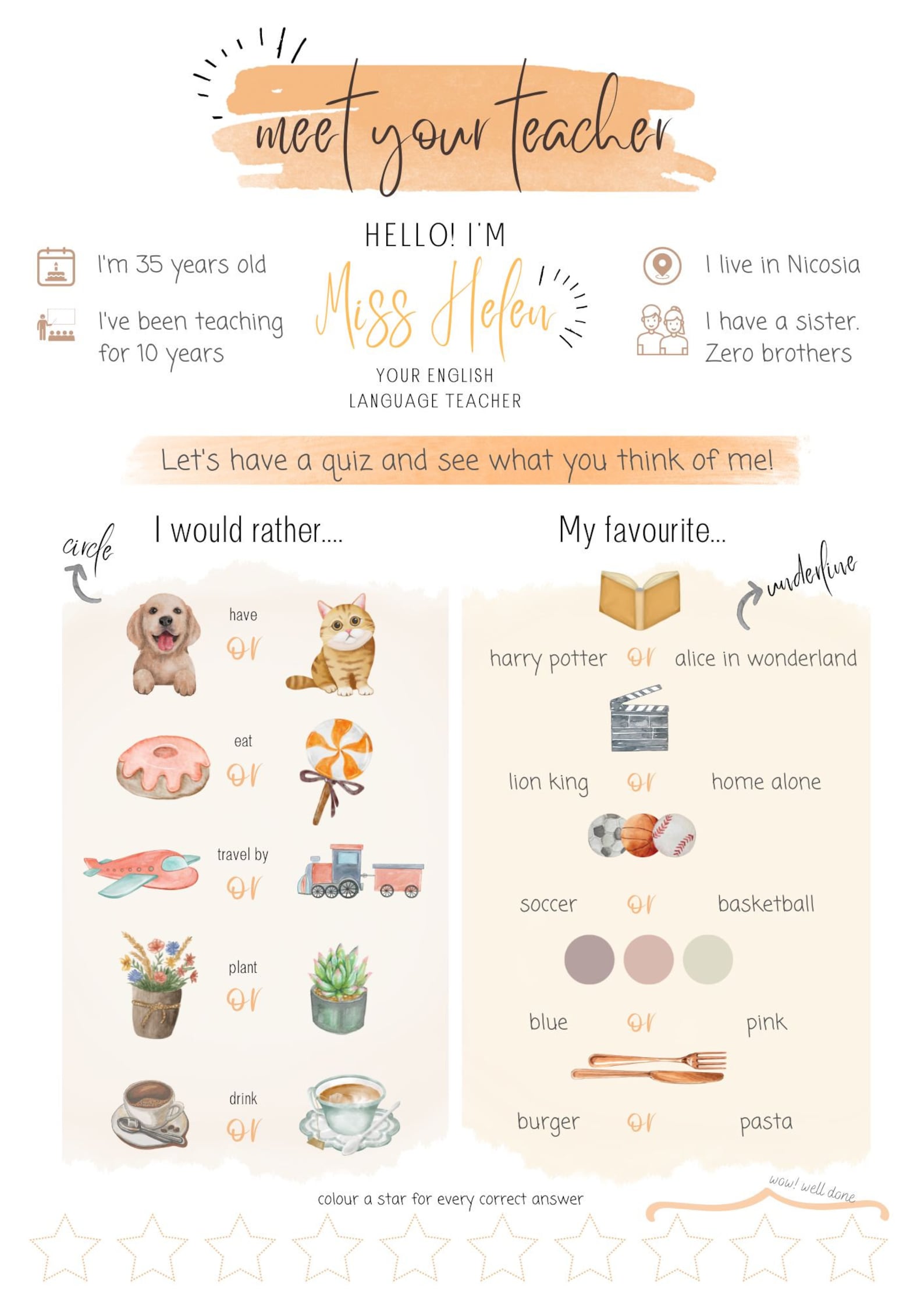 Meet Your Teacher Template Canva Editable Quiz Included for More Fun - Etsy