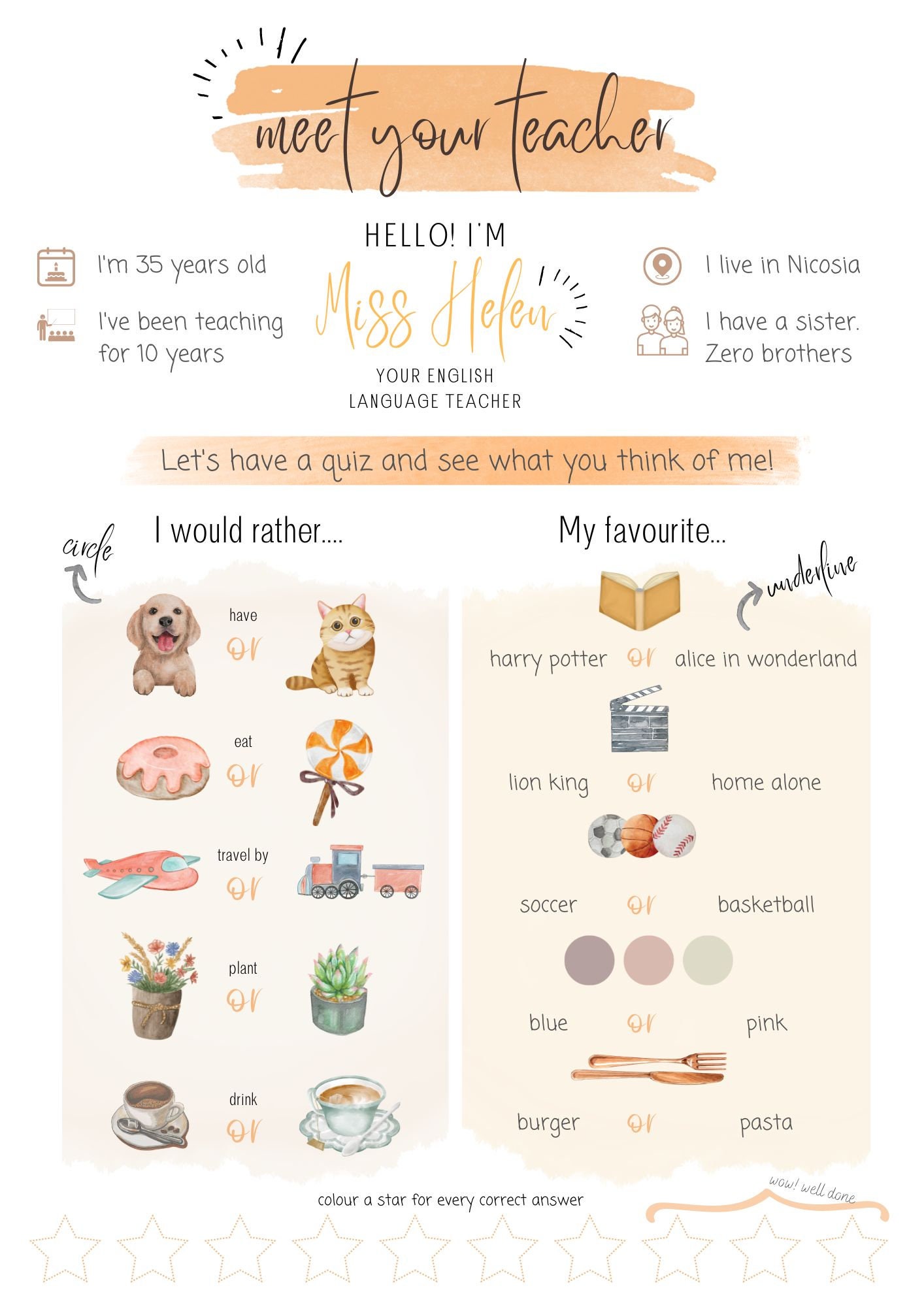 Meet Your Teacher Template - Canva Editable - Quiz Included for More ...