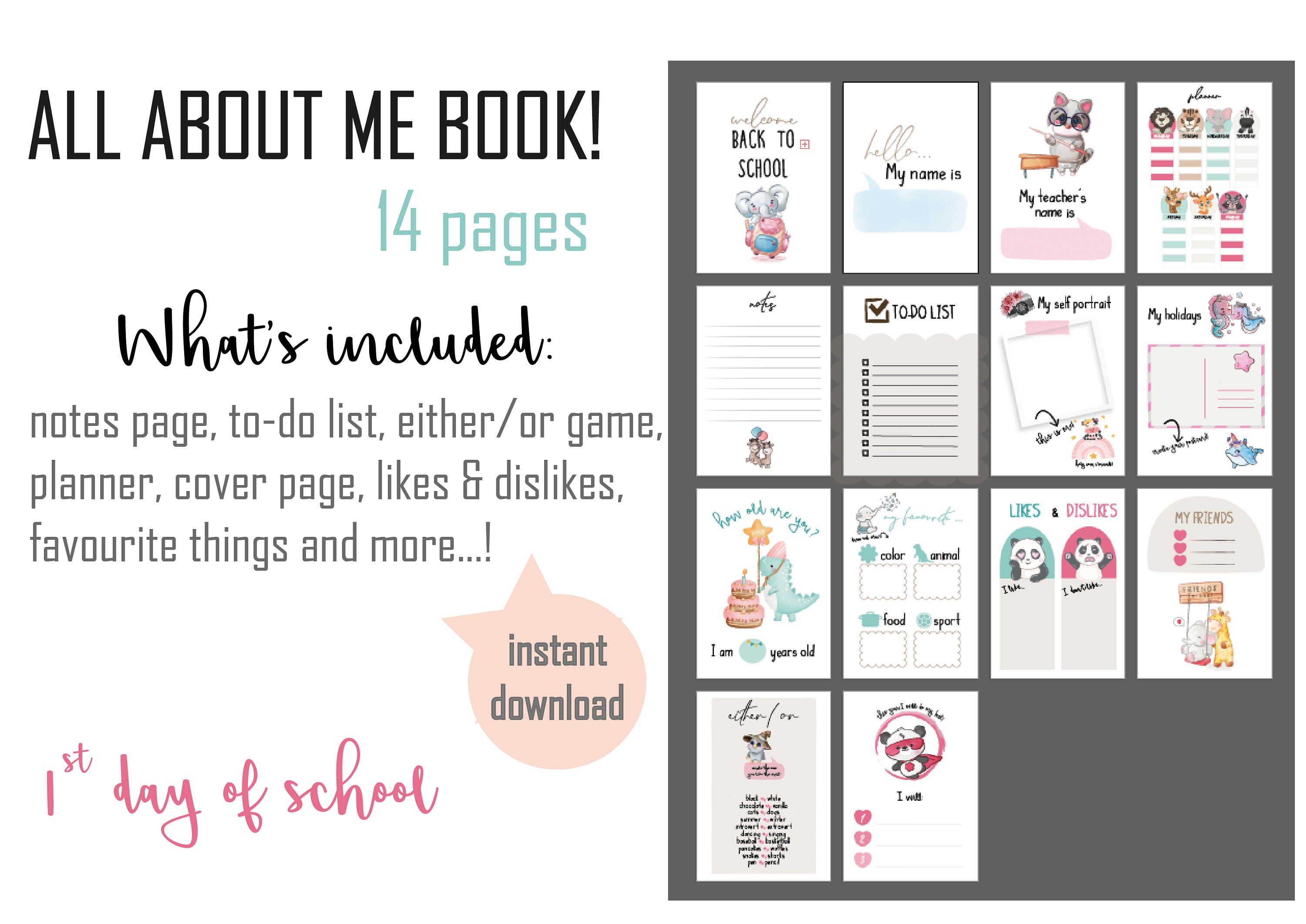 All About Me Booklet Printables