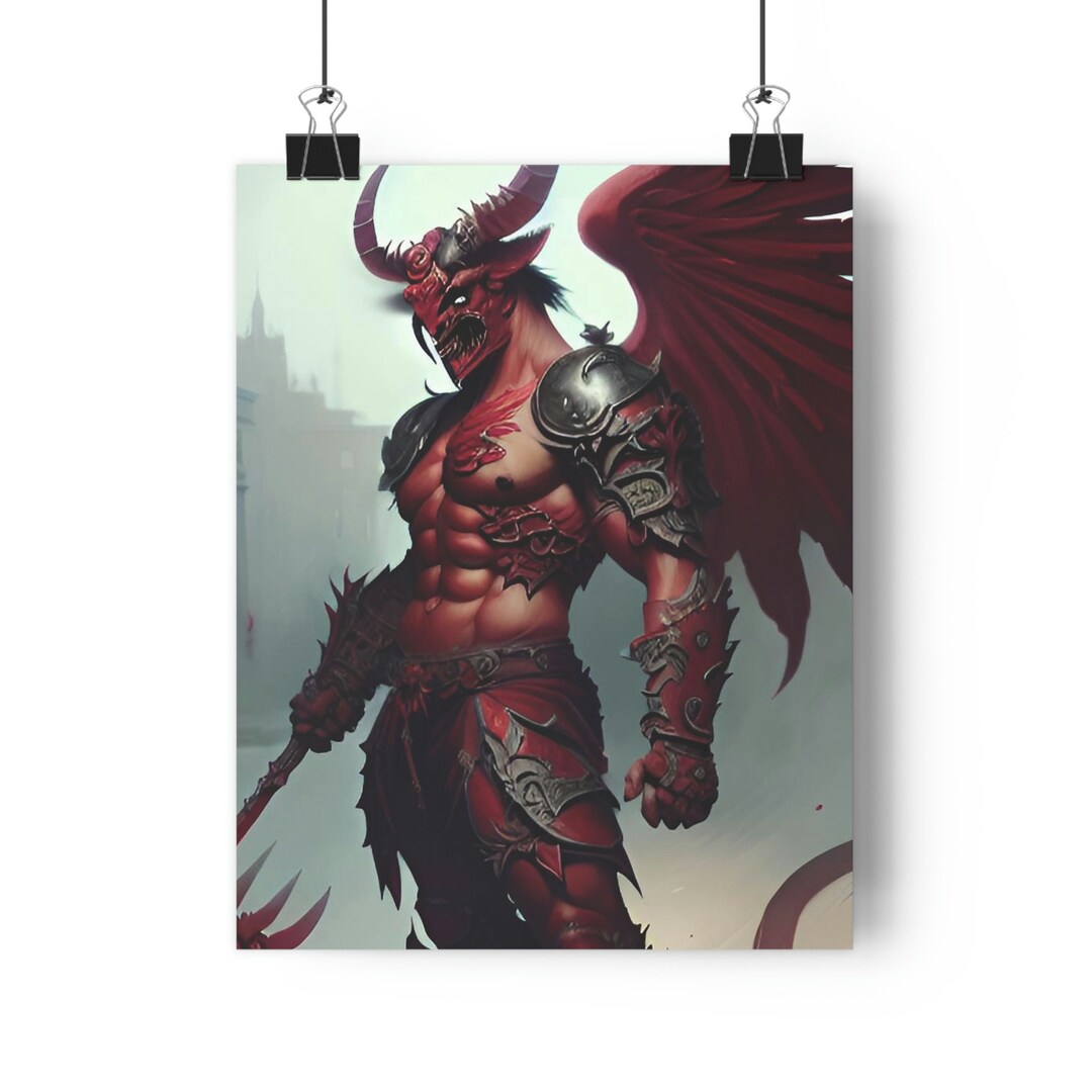 Demon Warrior, Demonic Wall Art, Fantasy Artwork - Etsy