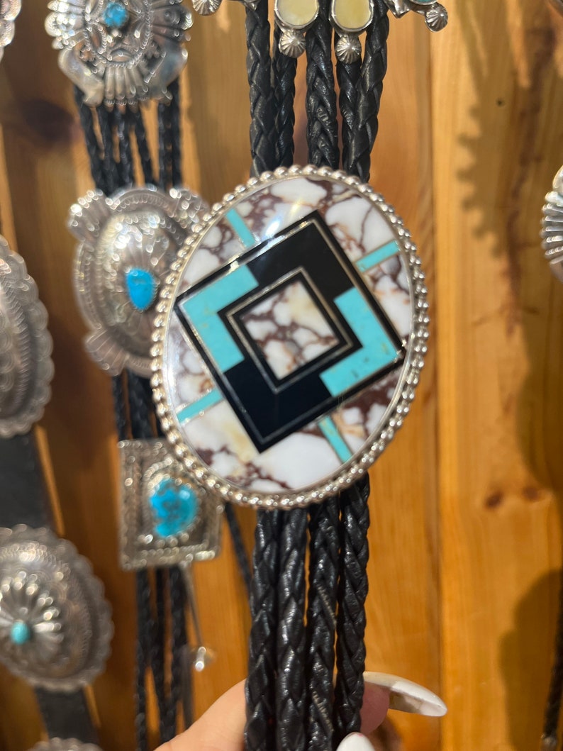 Native American Zuni Handmade Multicolored Inlay Bolo Tie - Etsy