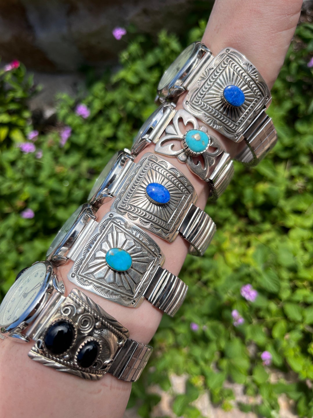 Native American Navajo Handmade Unisex Sterling Silver Multicolored ...