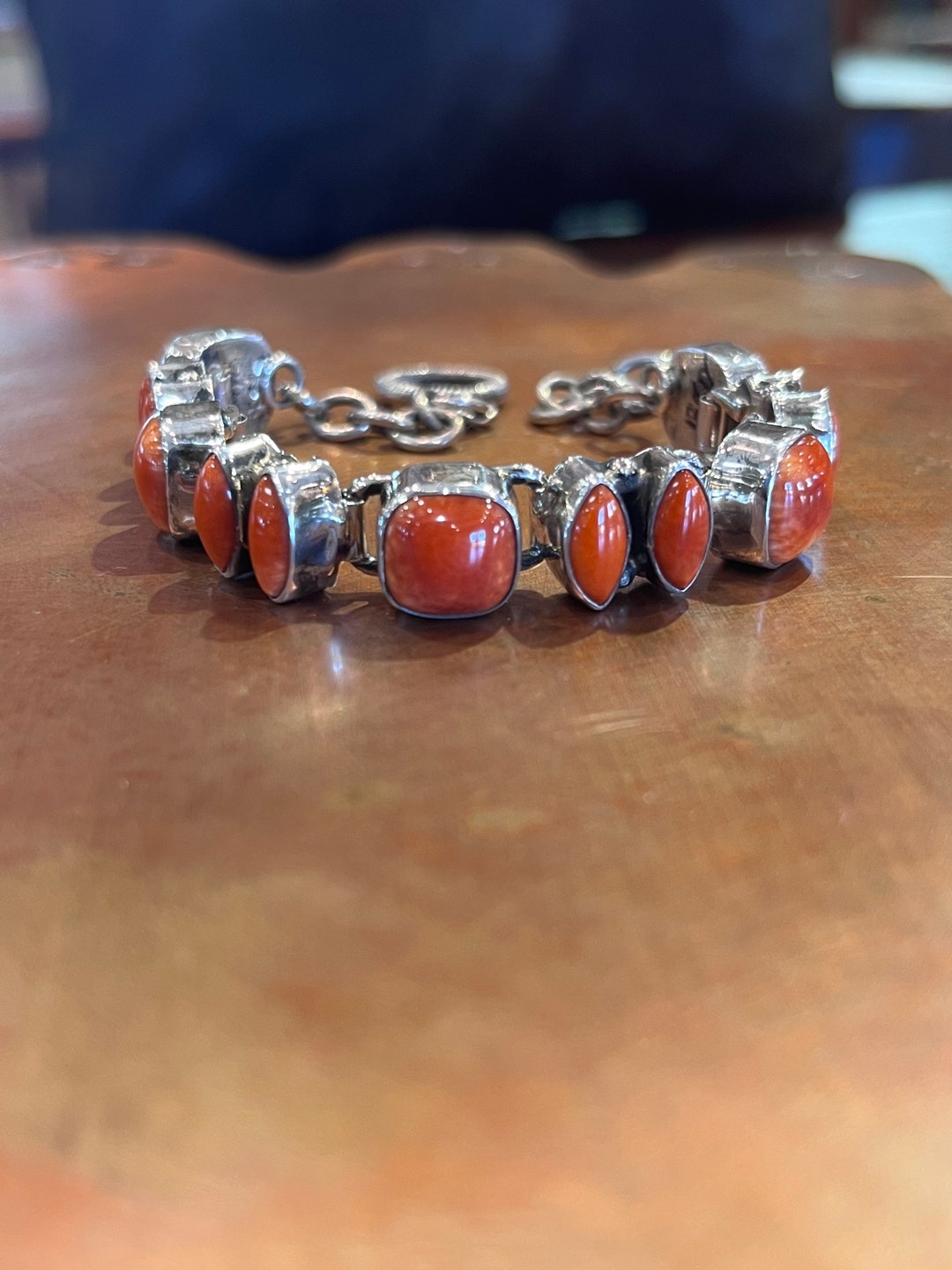Beautiful Native American Navajo Handmade Mediterranean Coral Link ...