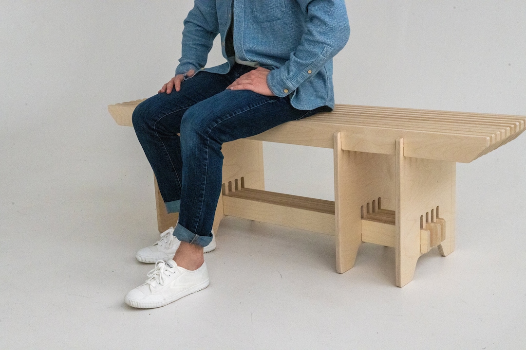 Scandinavian Bench I Mid-century Modern Entryway Bench I Minimalist ...