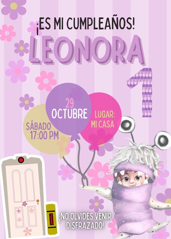 Invitación Boo Monster inc descargable editable con tu - Etsy México