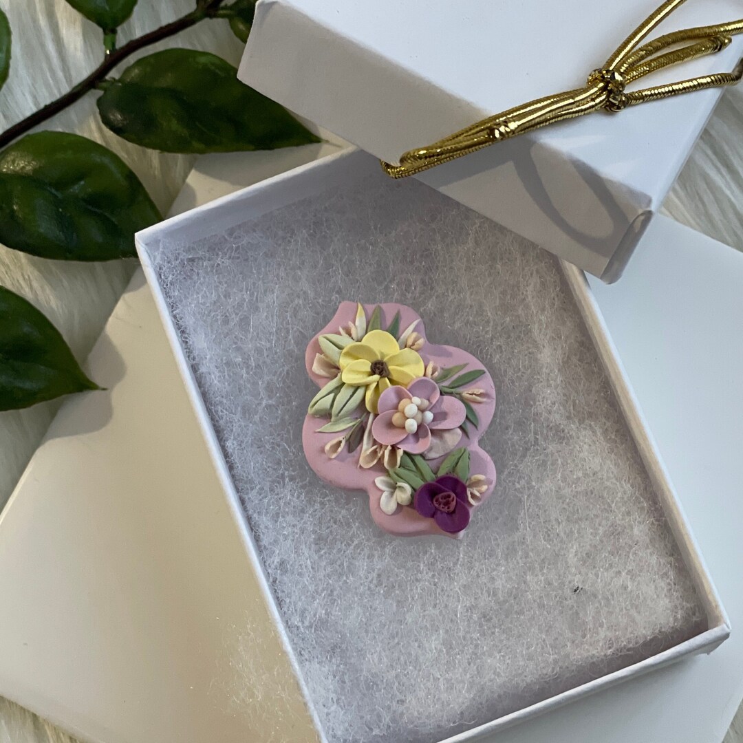 Handmade Clay Flower Magnet, Plant Decor, Gift for Flower Lover ...