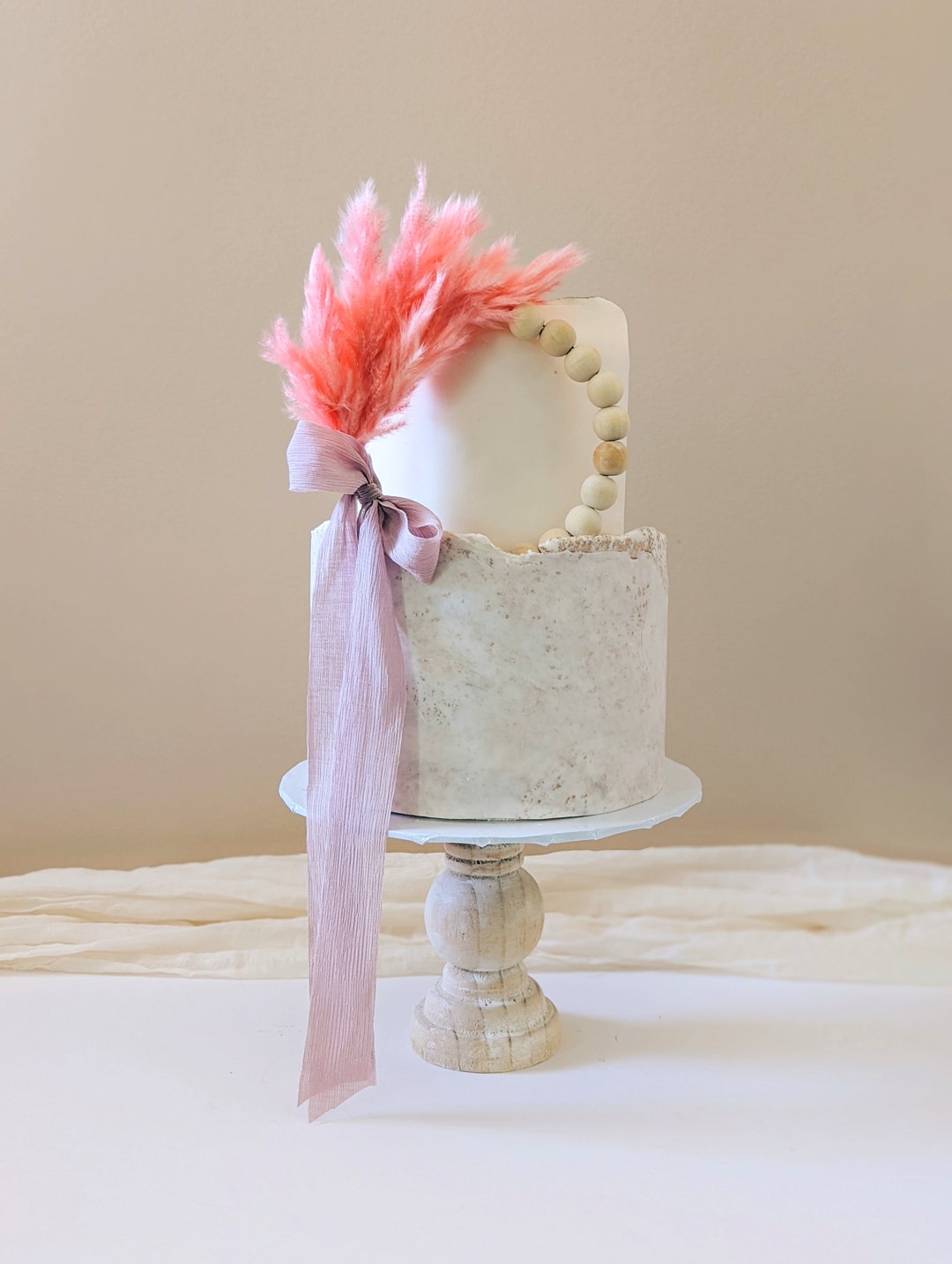 Modern Cake Hoop| Cream Dried Flowers Cake Topper| Wedding ...