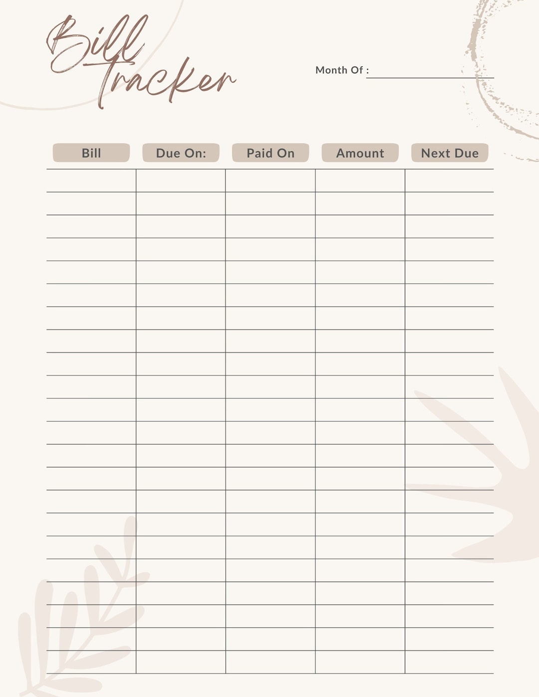 Bill Tracker I Digital Bill Tracker I Bill Organizer L Monthly Payment ...
