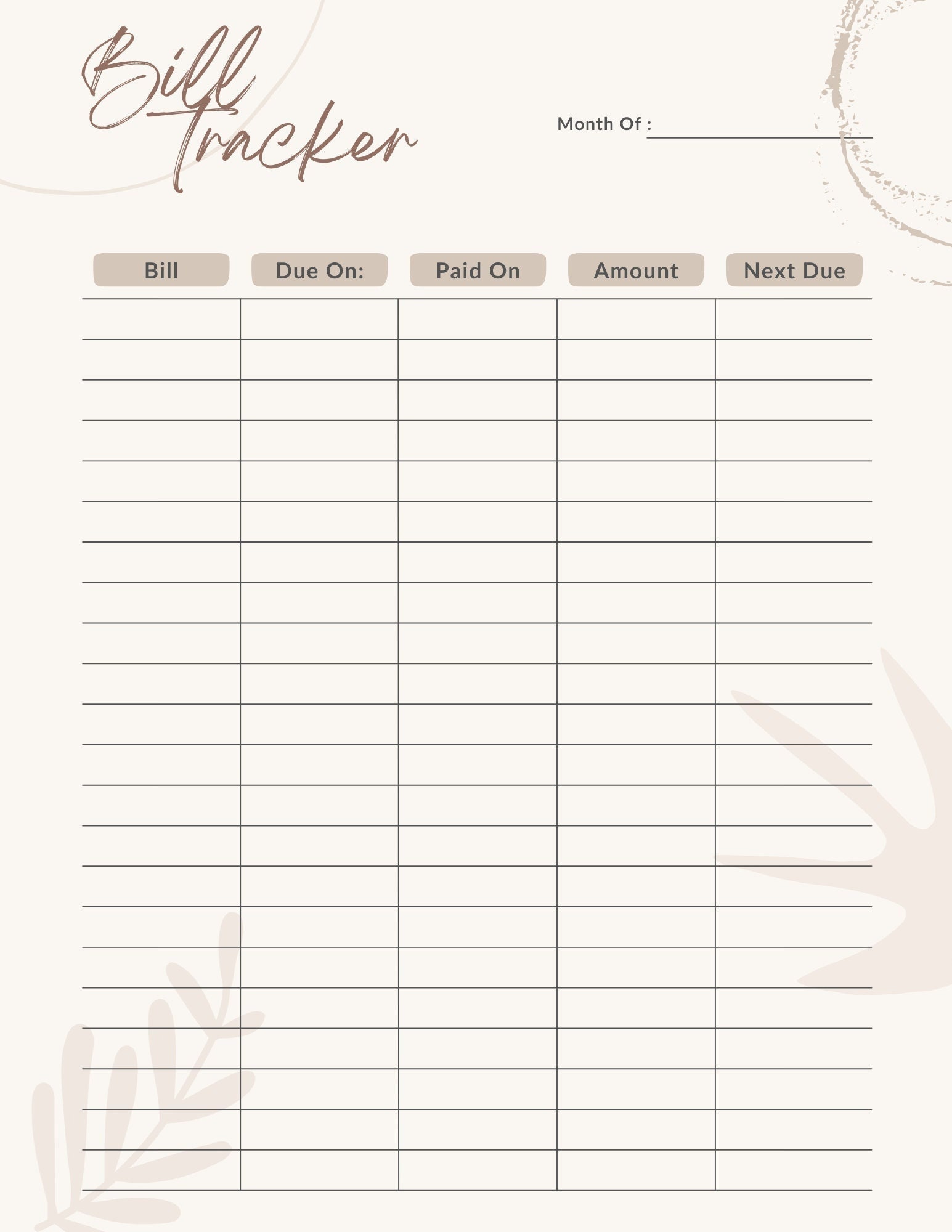 Bill Tracker I Digital Bill Tracker I Bill Organizer L Monthly Payment ...