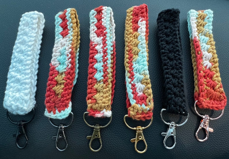 Handmade Crochet Wristlet Keychain + Key Fob - Etsy