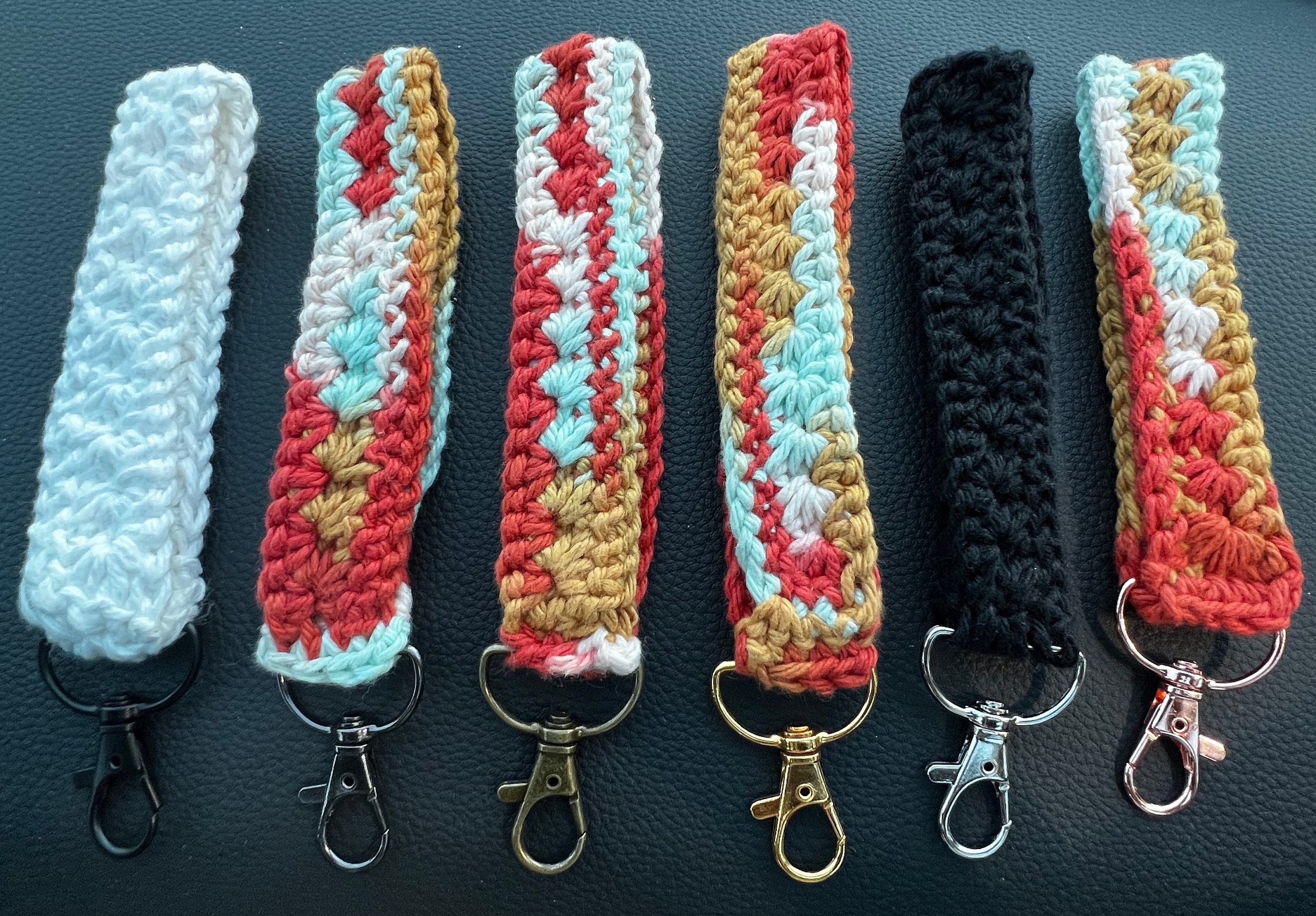 Handmade Crochet Wristlet Keychain + Key Fob - Etsy