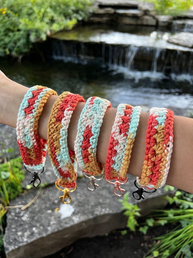 Handmade Crochet Wristlet Keychain + Key Fob - Etsy