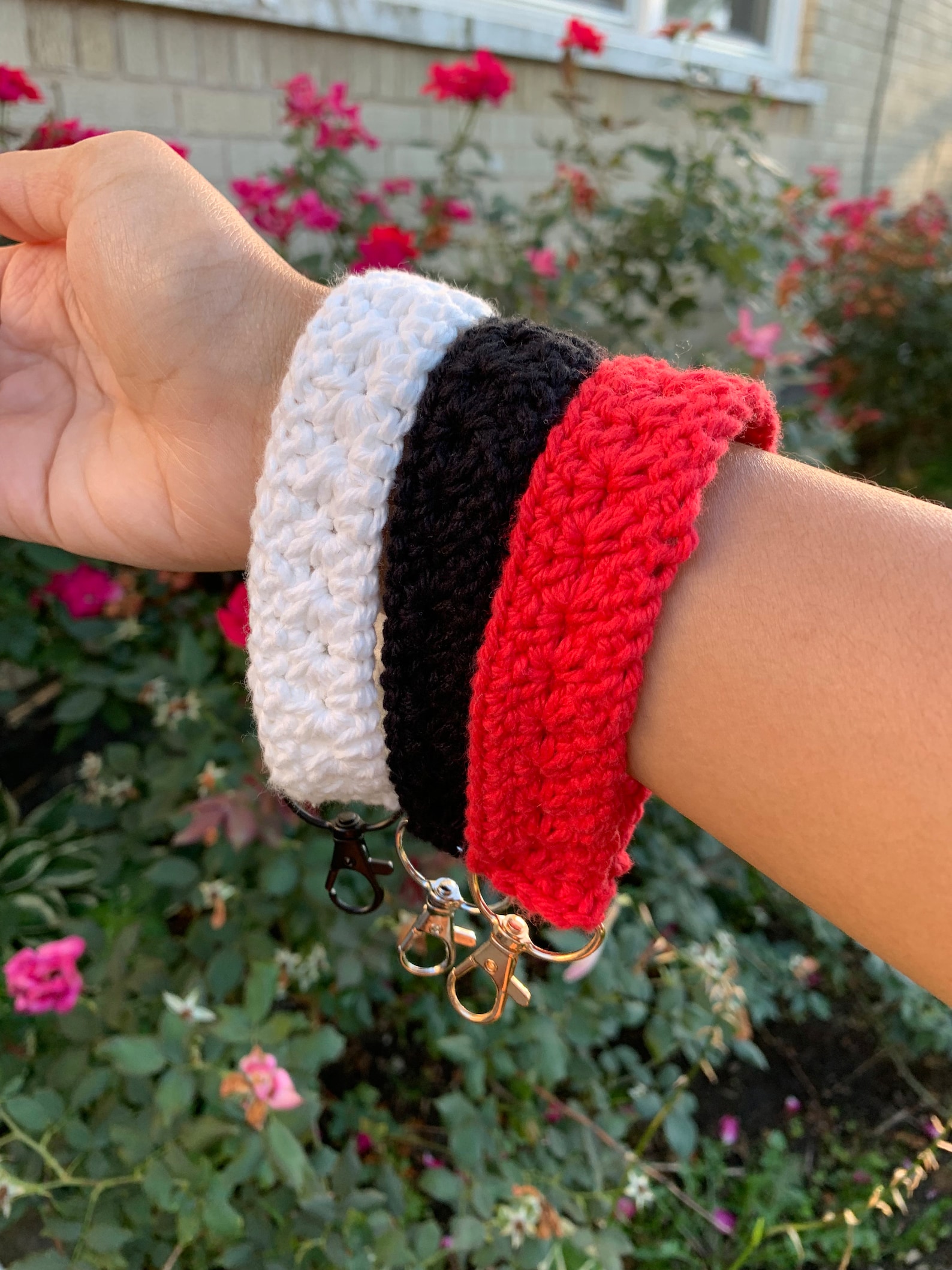 Handmade Crochet Wristlet Keychain + Key Fob - Etsy