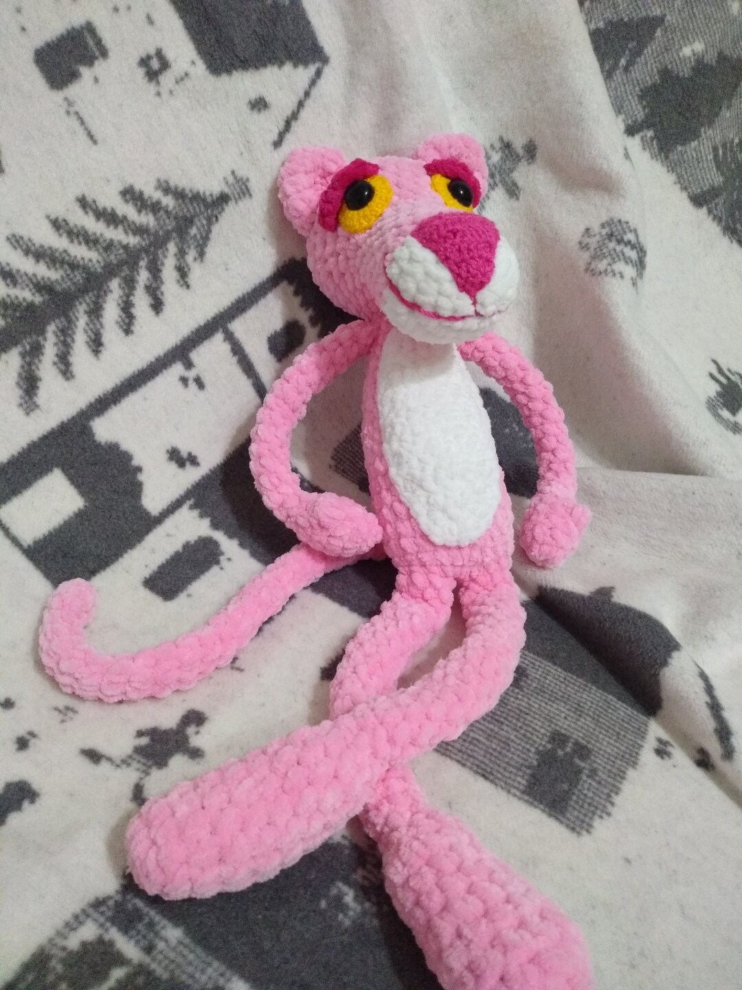 Pink Panther Handmade Amigurumi Plushie Toy Byhoneyhandmade - Etsy