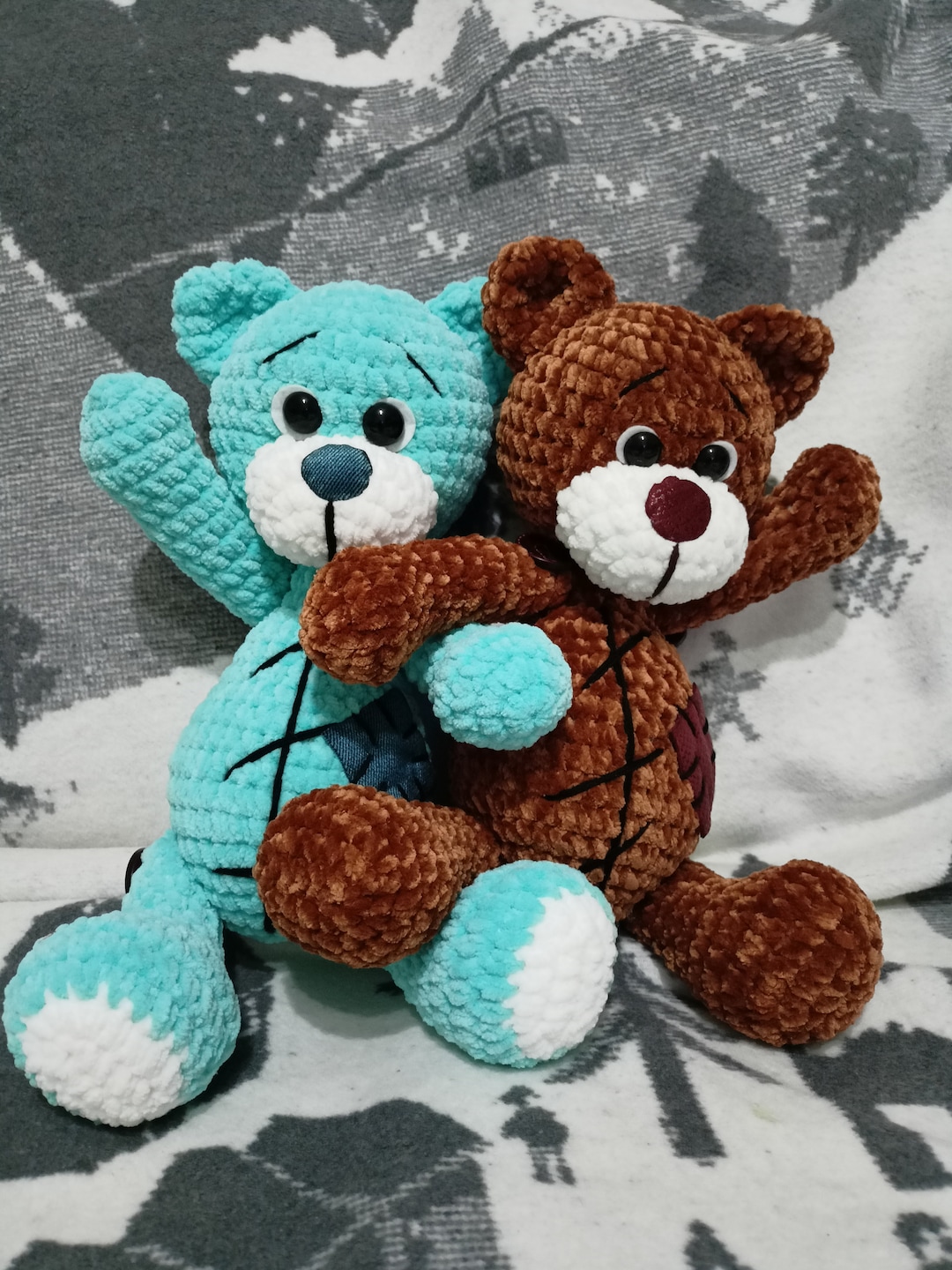Patchwork Bears (joints Can Move) Handmade Amigurumi Plushie Crochet ...