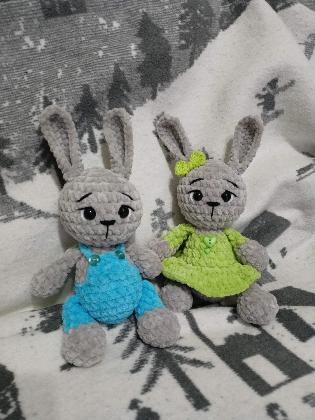 Cute Twin Bunnies Handmade Amigurumi Plushie Crochet Toys - FREE and ...