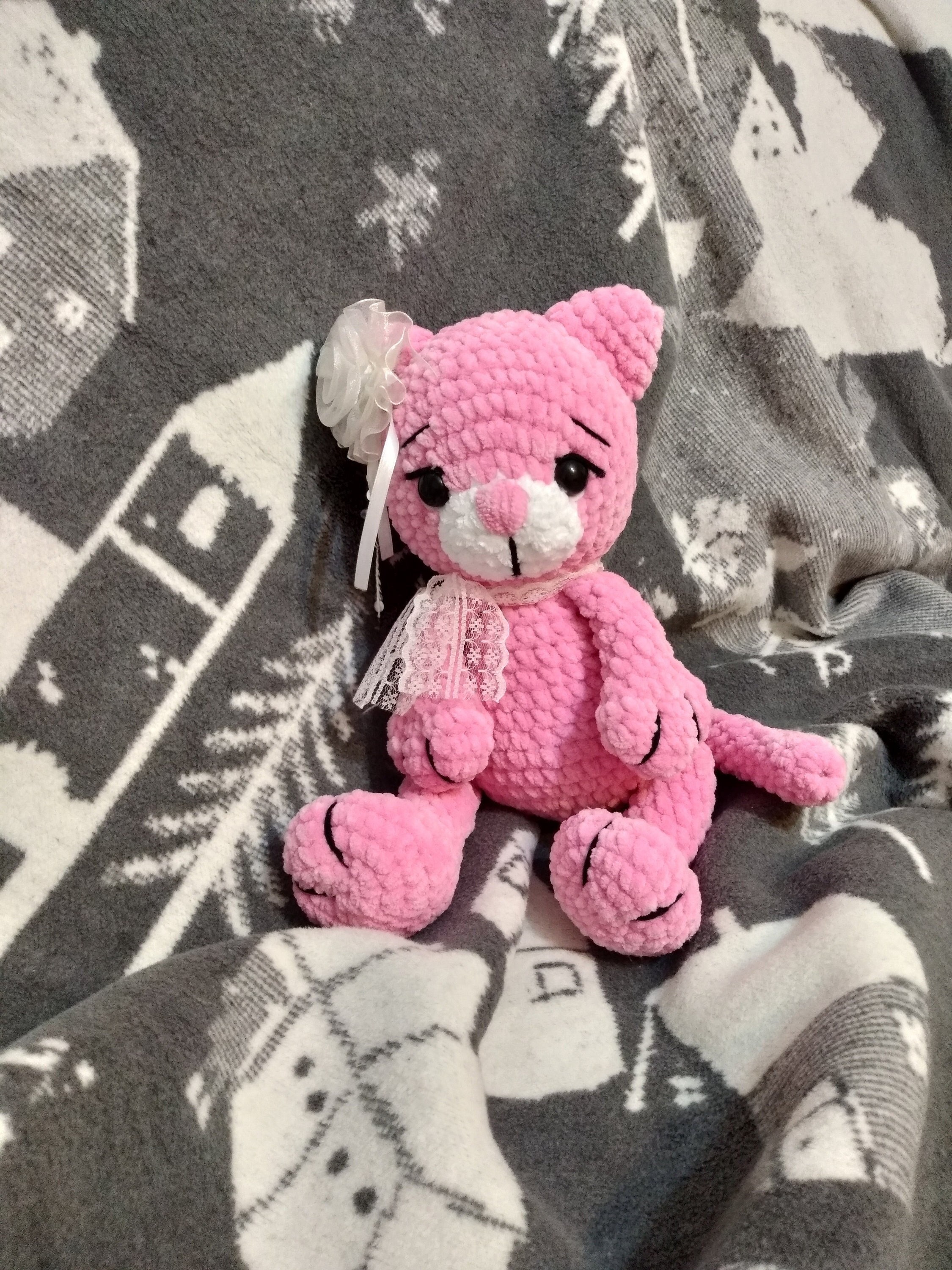 Pink Cat Amigurumi Crochet Plushie Toy FREE and Express - Etsy