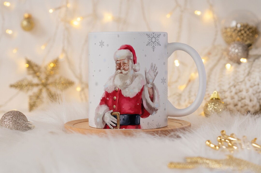 Waving Santa Claus Christmas Mug, Waving Santa Mug, Christmas Santa ...