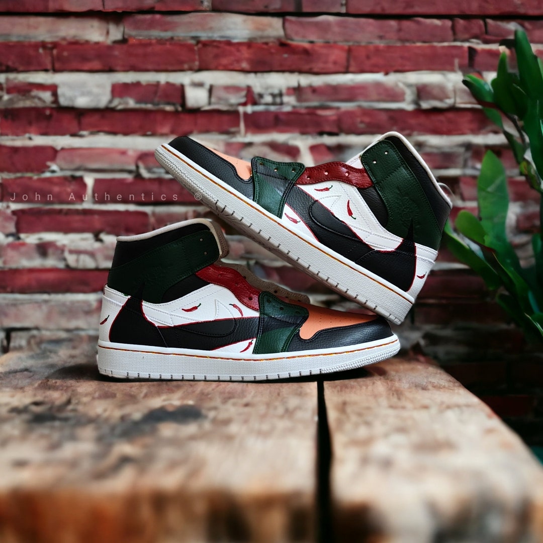Jordan 1 Customs Red Chilli Handmade Sneakers Sneakers Custom ...