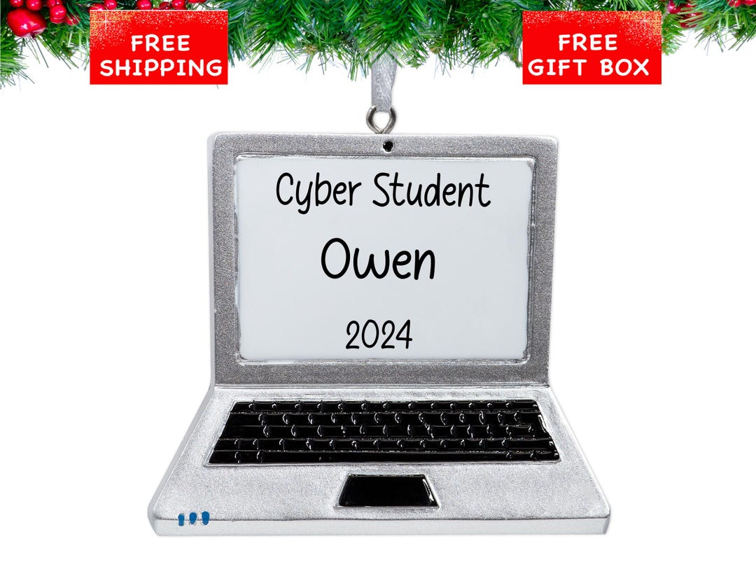 Laptop Ornament 2024, Personalized New Job Computer Christmas Ornament ...