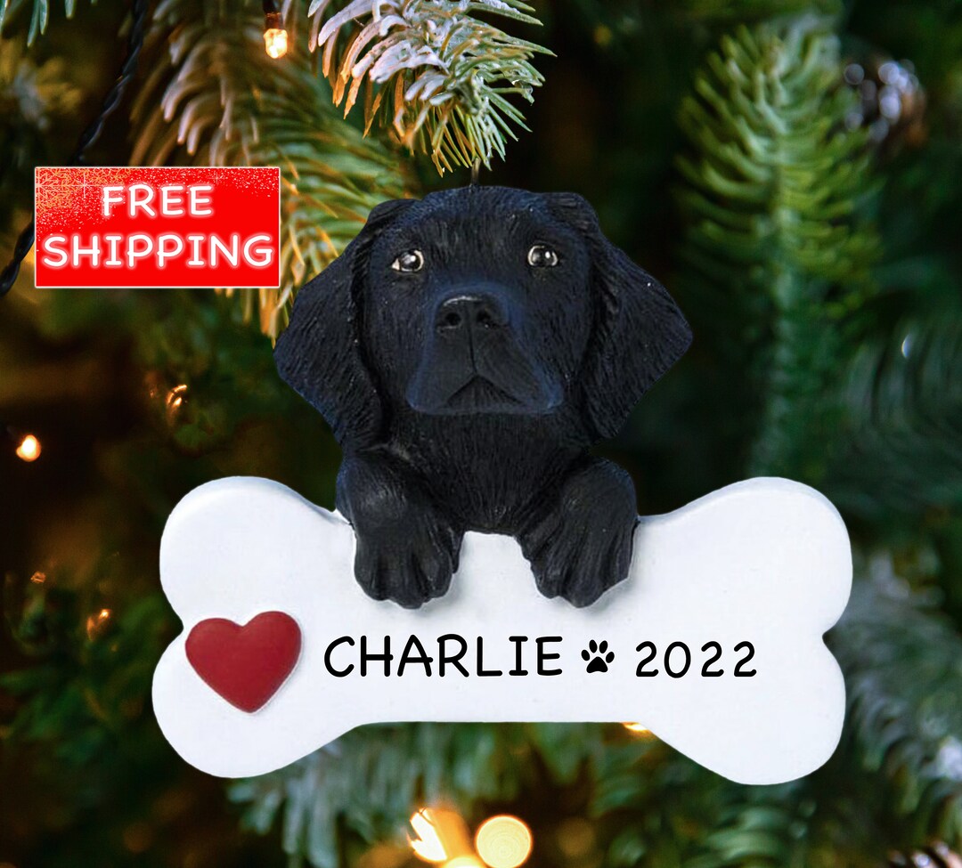 Personalized Black Lab Ornament, Labrador Retriever Dog Christmas ...