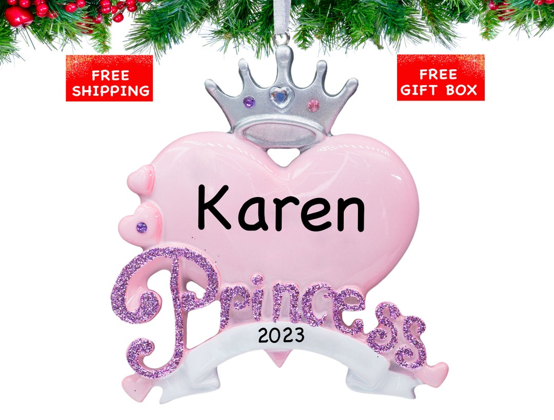 Personalized Princess Crown Christmas Ornament 2023, Custom Princess ...