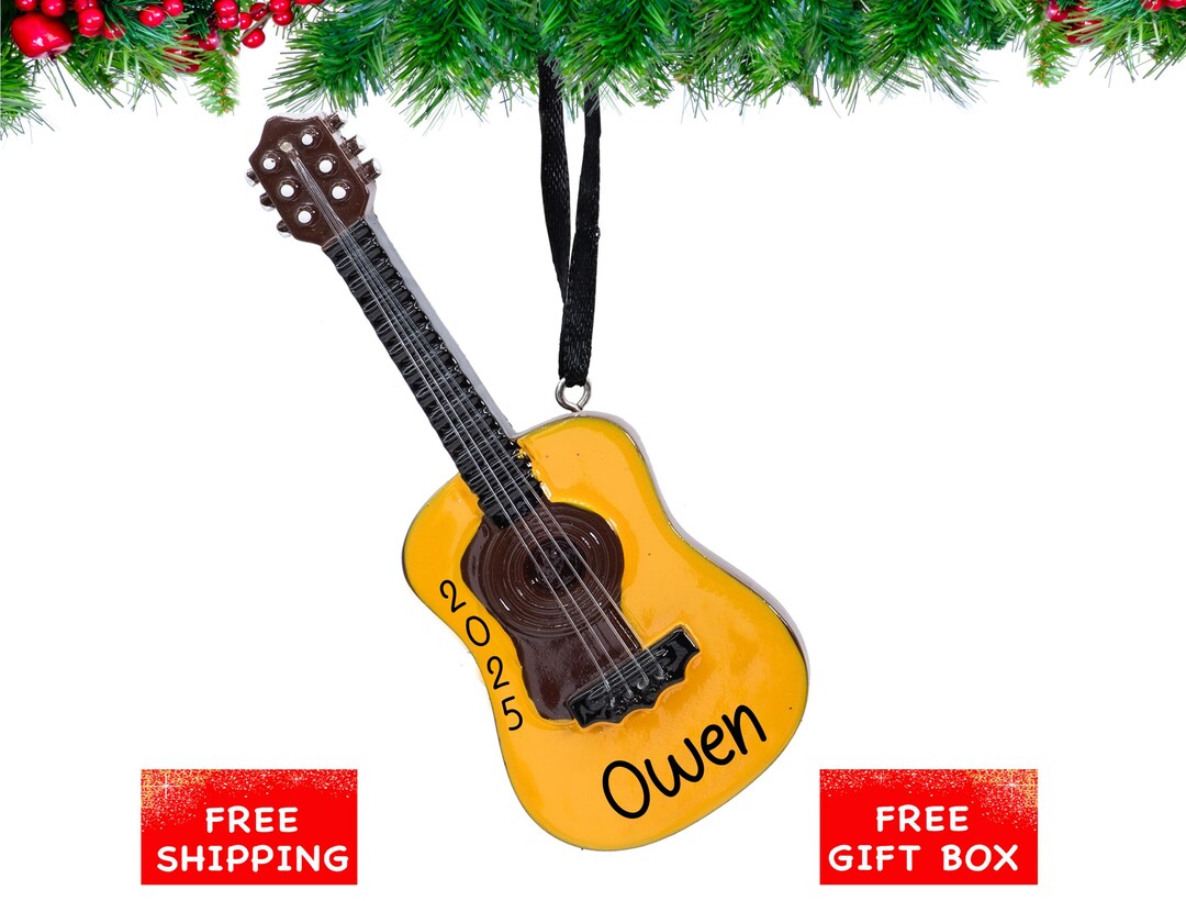 Personalized Acoustic Guitar Christmas Ornament 2024, Custom Acoustical ...