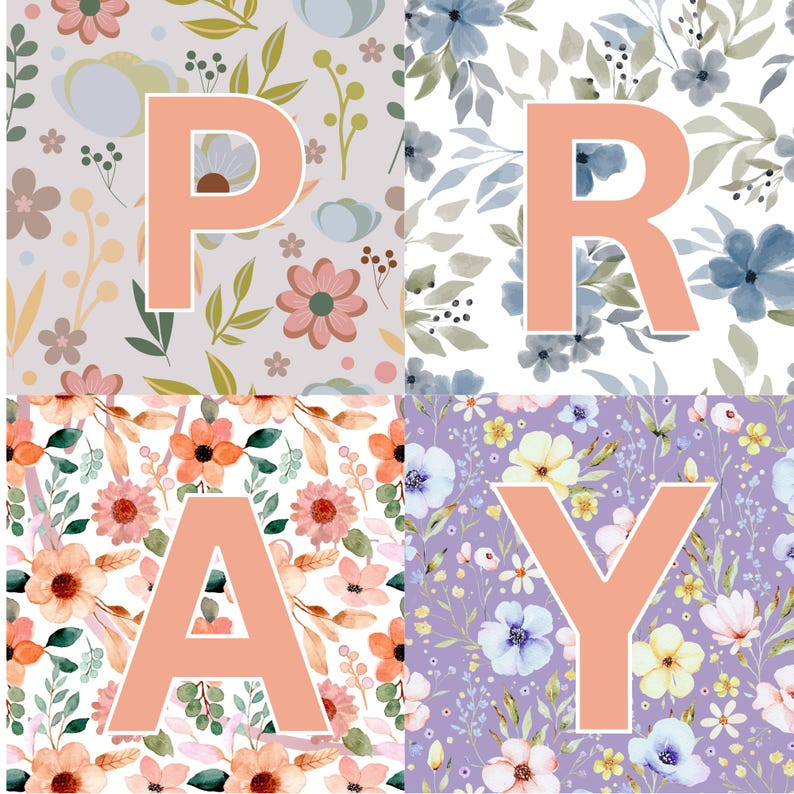 Pray Floral Patch Work Png | Fall Pray Png | Faith Png | Pray Png ...