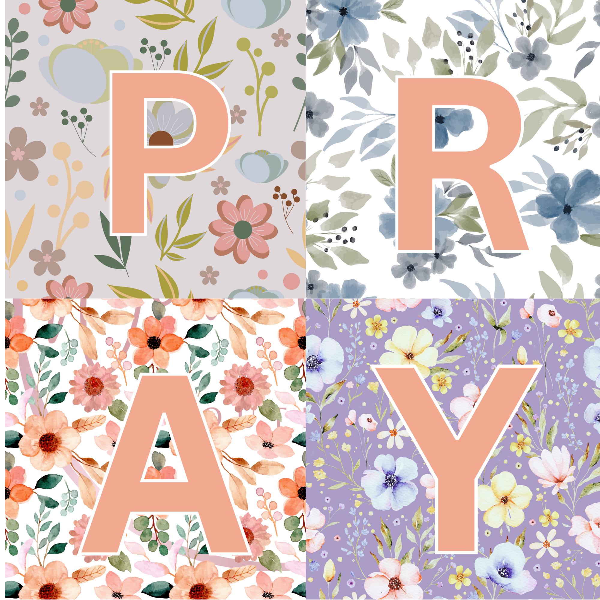 Pray Floral Patch Work Png | Fall Pray Png | Faith Png | Pray Png ...