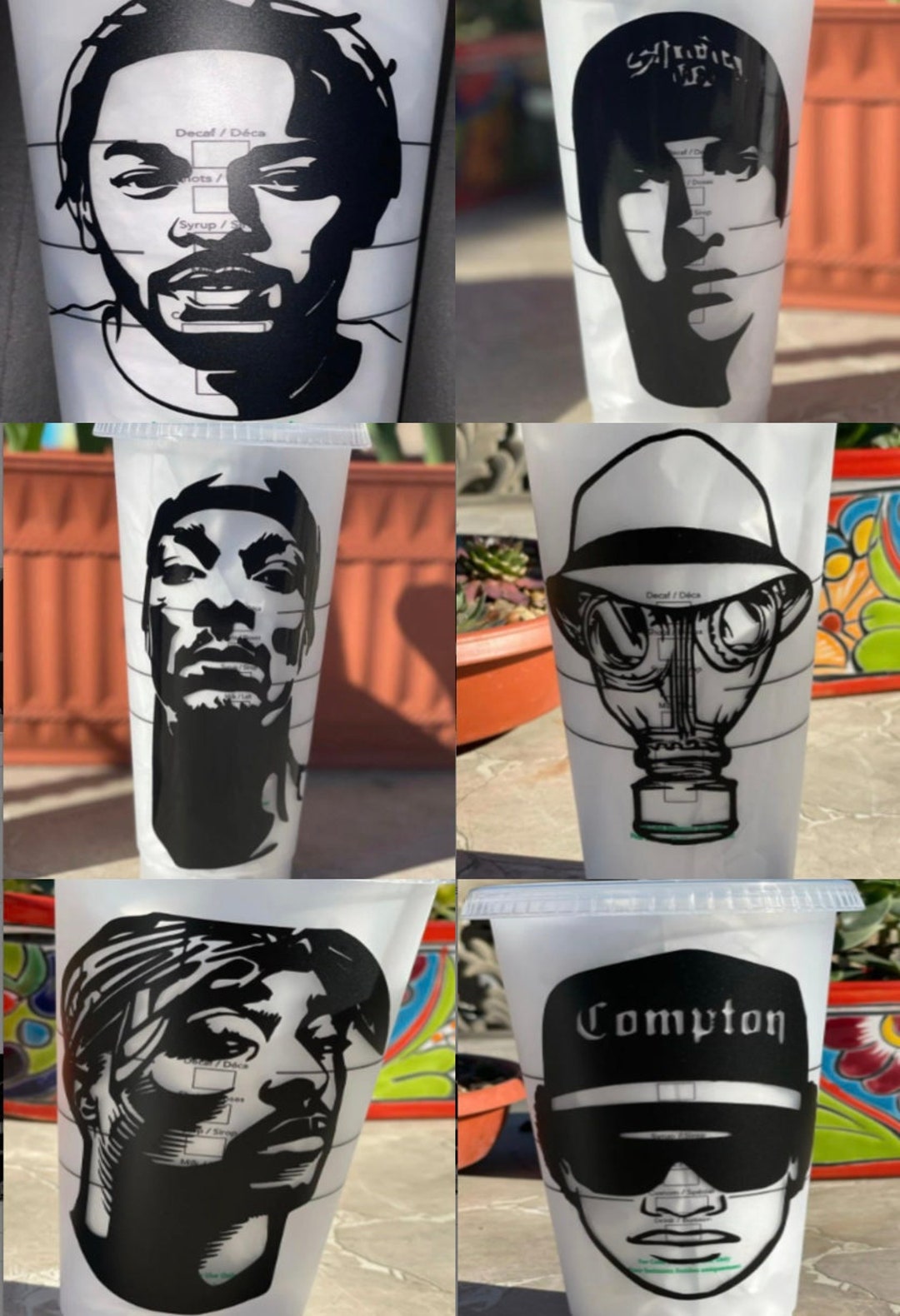 RAPPERS Custom Starbucks Cold Cup. eazy-e, Tupac, Psycho Realm, Snoop ...